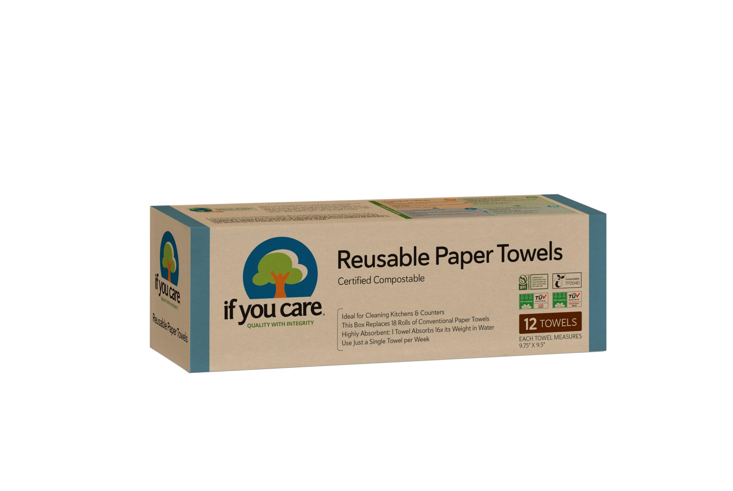 Amazon.com: If You Care Reusable Paper Towels– 12 CT Sheets – 100% ...
