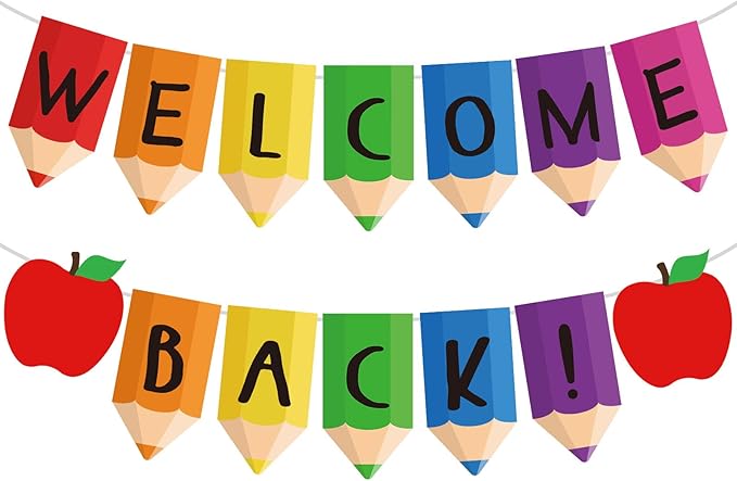 Amazon.com: AnyDesign Back to School Banner 2 Strings Welcome Back to ...