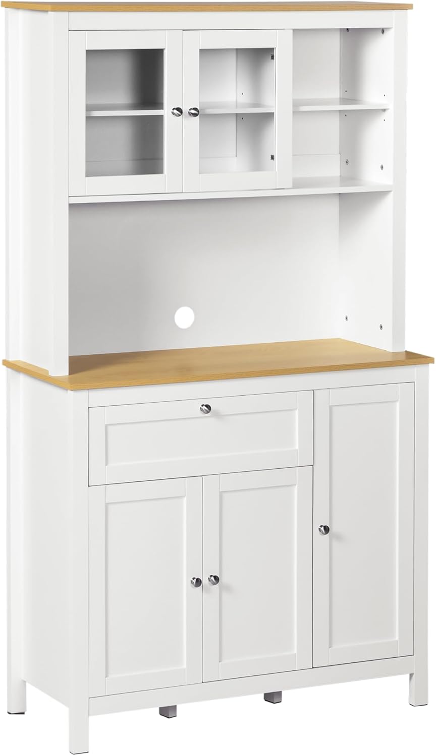 HOMCOM Buffet de Cuisine Haut Armoire de Cuisine vitrine 5 Portes Dont ...