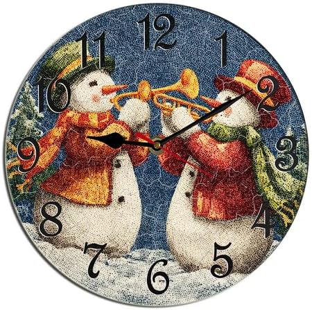 Amazon.com: Kurmntregon Christmas Wall Clock Happy Snowmen Play Musical ...