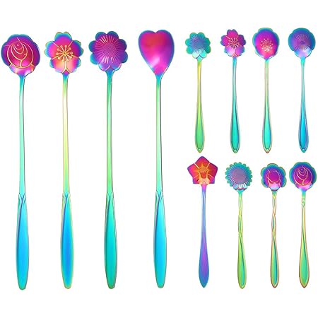 Amazon.com: SelfTek 8Pcs Rainbow Flower Spoon Set, 2 Different Size ...