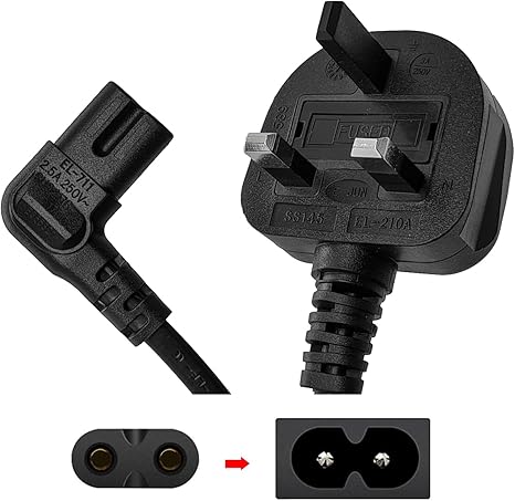 SHAFI Figure 8 Power Lead 3M - 2-Pin 90 Degree Angle IEC C7 Universal ...