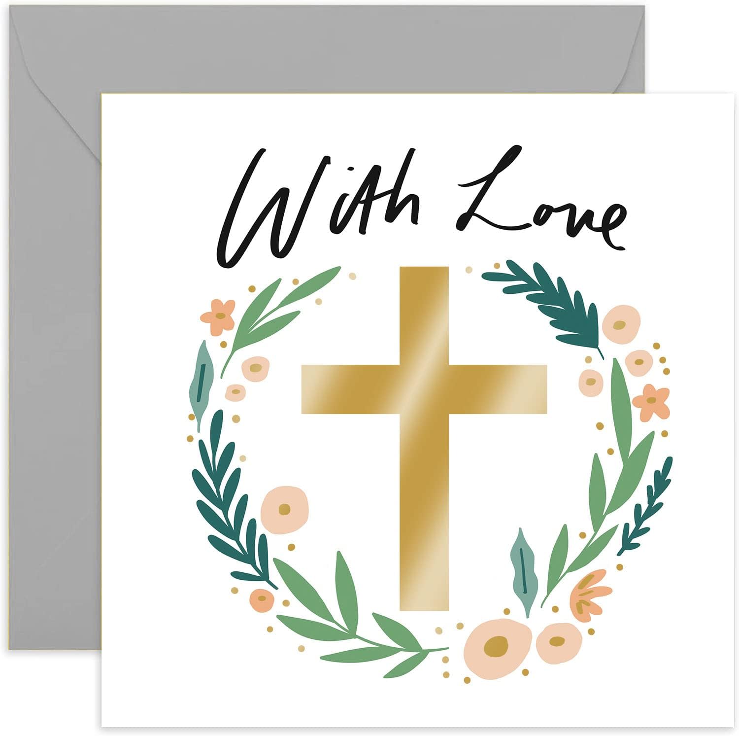 Old English Co. With Love Religious Faith Card - Stylish Floral Wreath ...