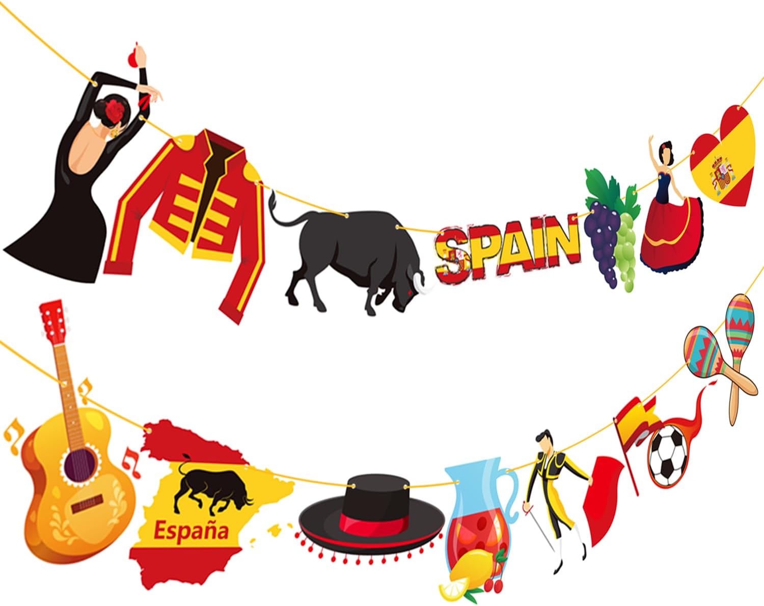 Amazon.com: Spain Party Banners Spanish Fiesta Party Decorations 2PCS ...