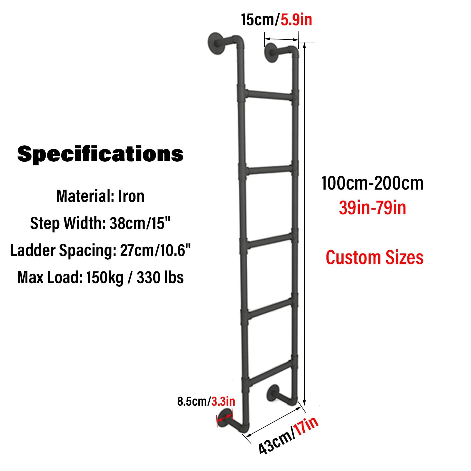 Heavy Duty Iron Emergency Escape Ladder For Wall Mounted Loft Ladder ...