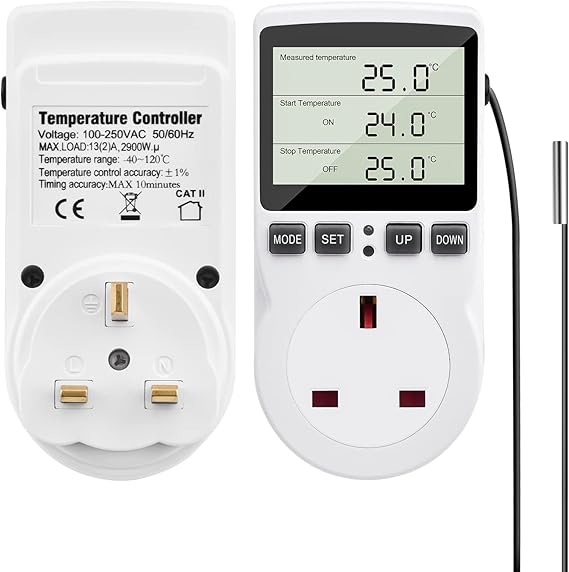 Diymore Digital Thermostat,230V Temperature Controller Socket Outlet ...