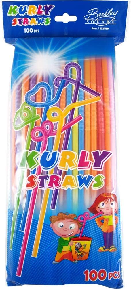 Amazon.com: Berkley Square Kurly Straw Unwrapped, Neon, 20 Count (Pack ...