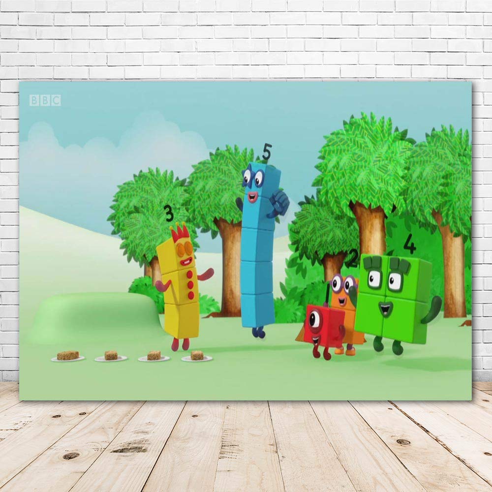 Colorwonder Happy Birthday Numberblocks Backdrop For Kids 7x5ft Green ...