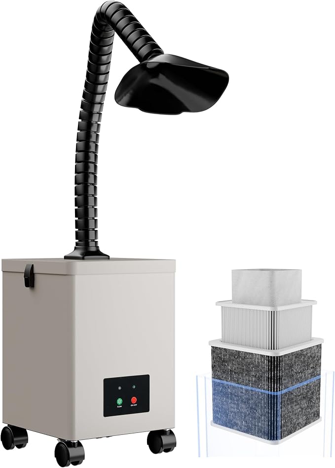 OMTech Fume Extractor with 3 Stage Air Filter, Wheeled Smoke Absorber ...