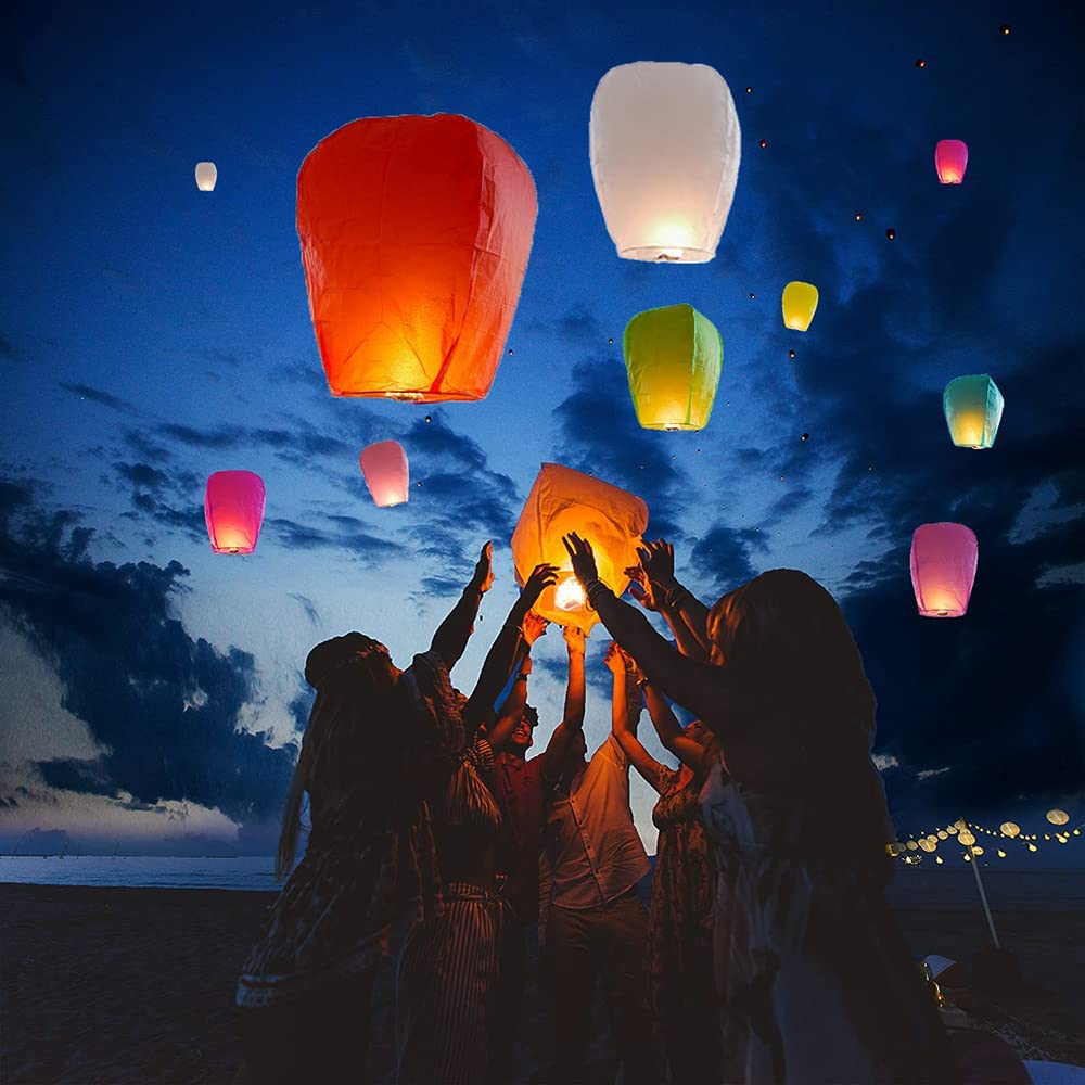 Biodegradable Floating Paper Lanterns Wedding White Chinese Lanterns