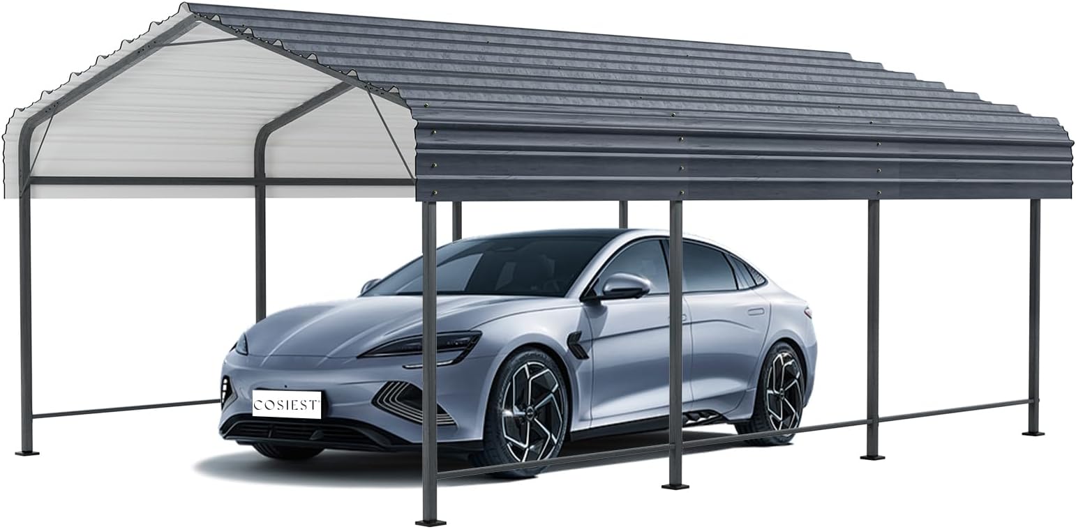Amazon.com: MUPATER Outdoor Carport Canopy 10' x 15', Metal Carport ...