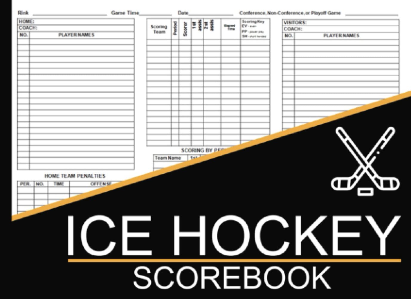 Ice Hockey Scorebook: Hockey Score Sheets to Record Hockey Games ...