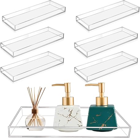 Amazon.com: Olutacot 7 Pcs Acrylic Vanity Tray Bathroom Tray Clear ...