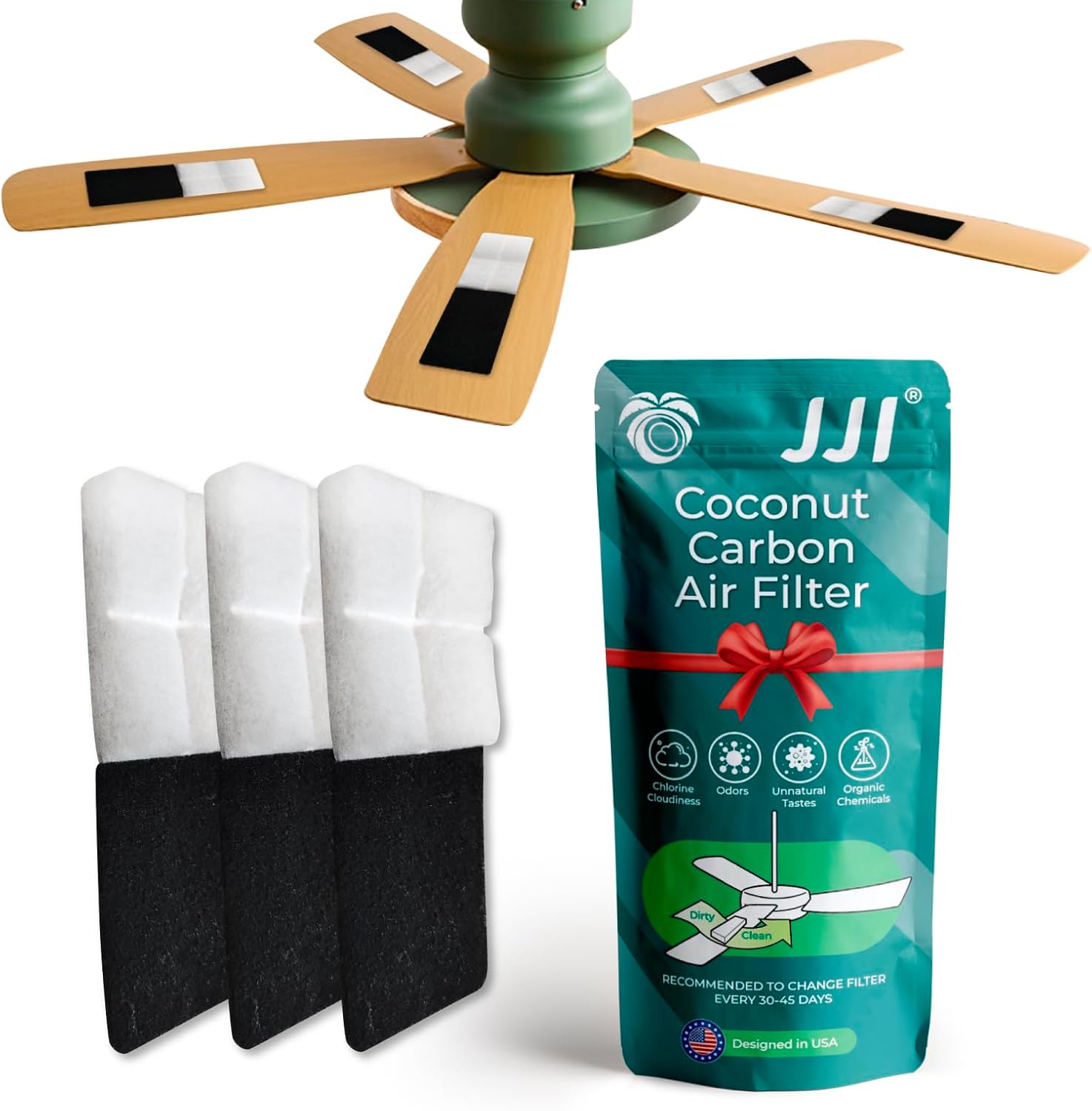 JJI Ceiling Fan Filter - 3Pack Ceiling Fan Air Filter - Ceiling Fan ...