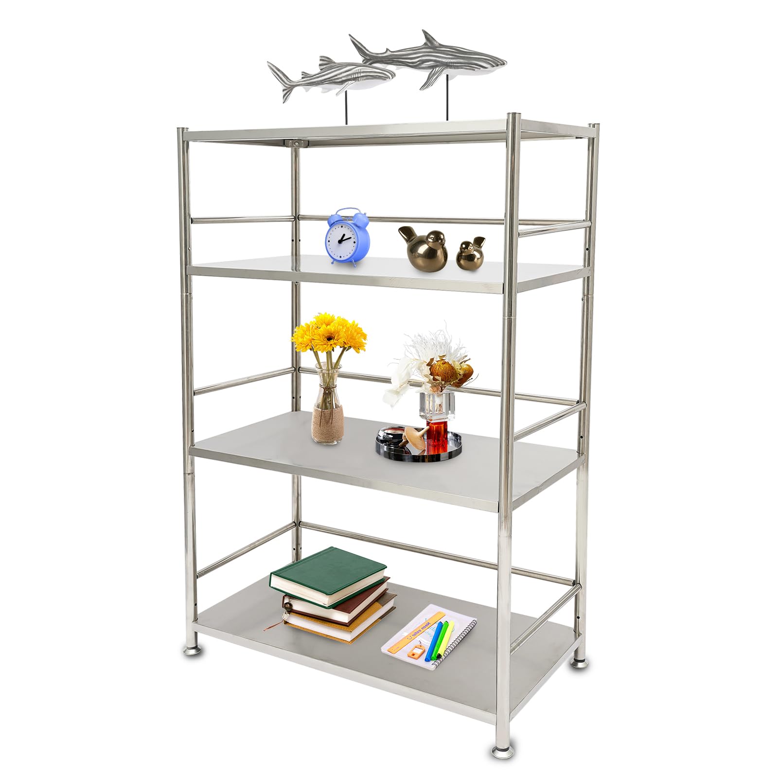Amazon.com: Standing Shelf Units,Stainless Steel Shelves 4 Tier Shelf ...