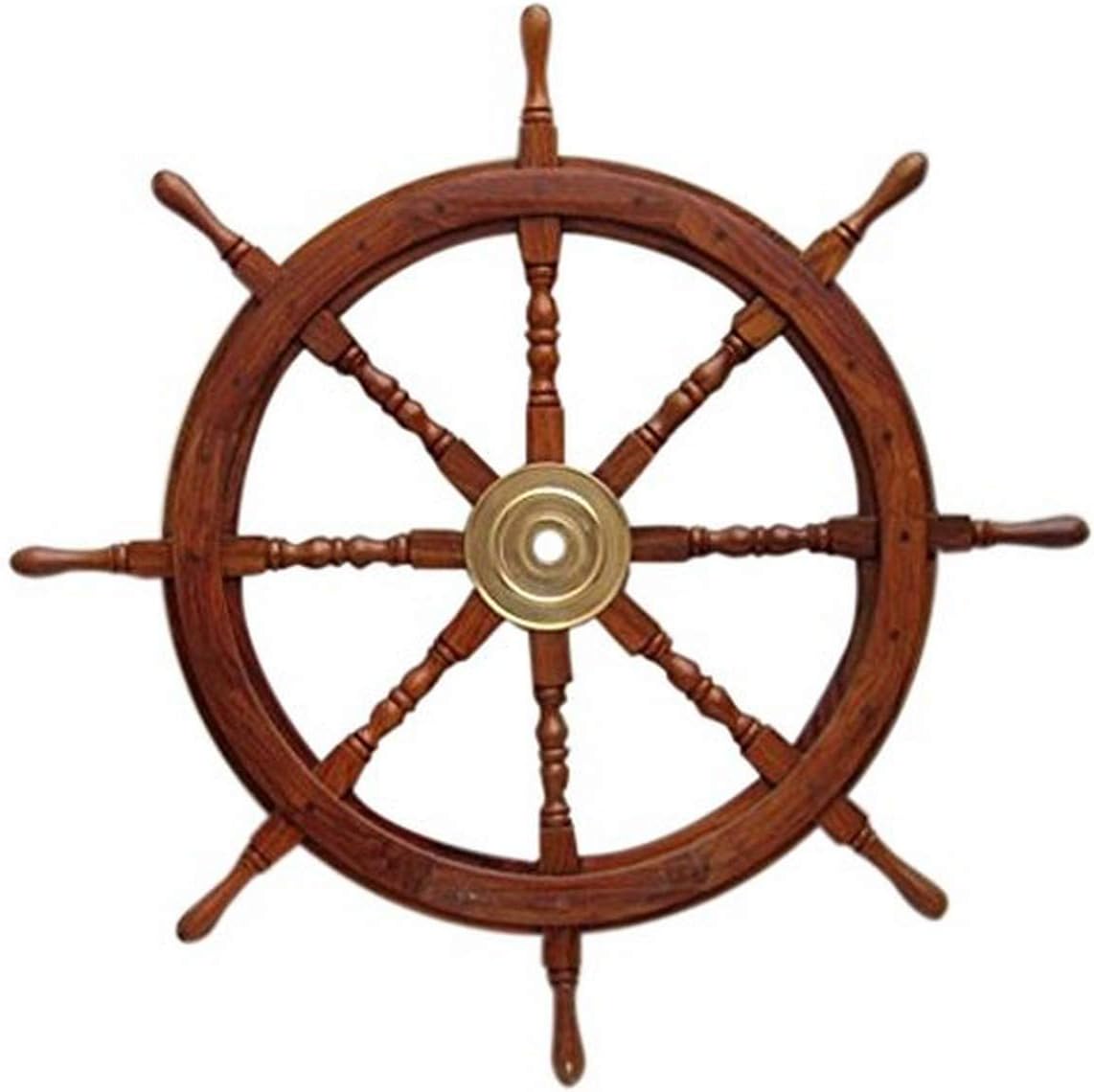 Amazon.com: Benzara Wooden Ship Wheel with Brass Hub and 8 Spokes, 36 ...