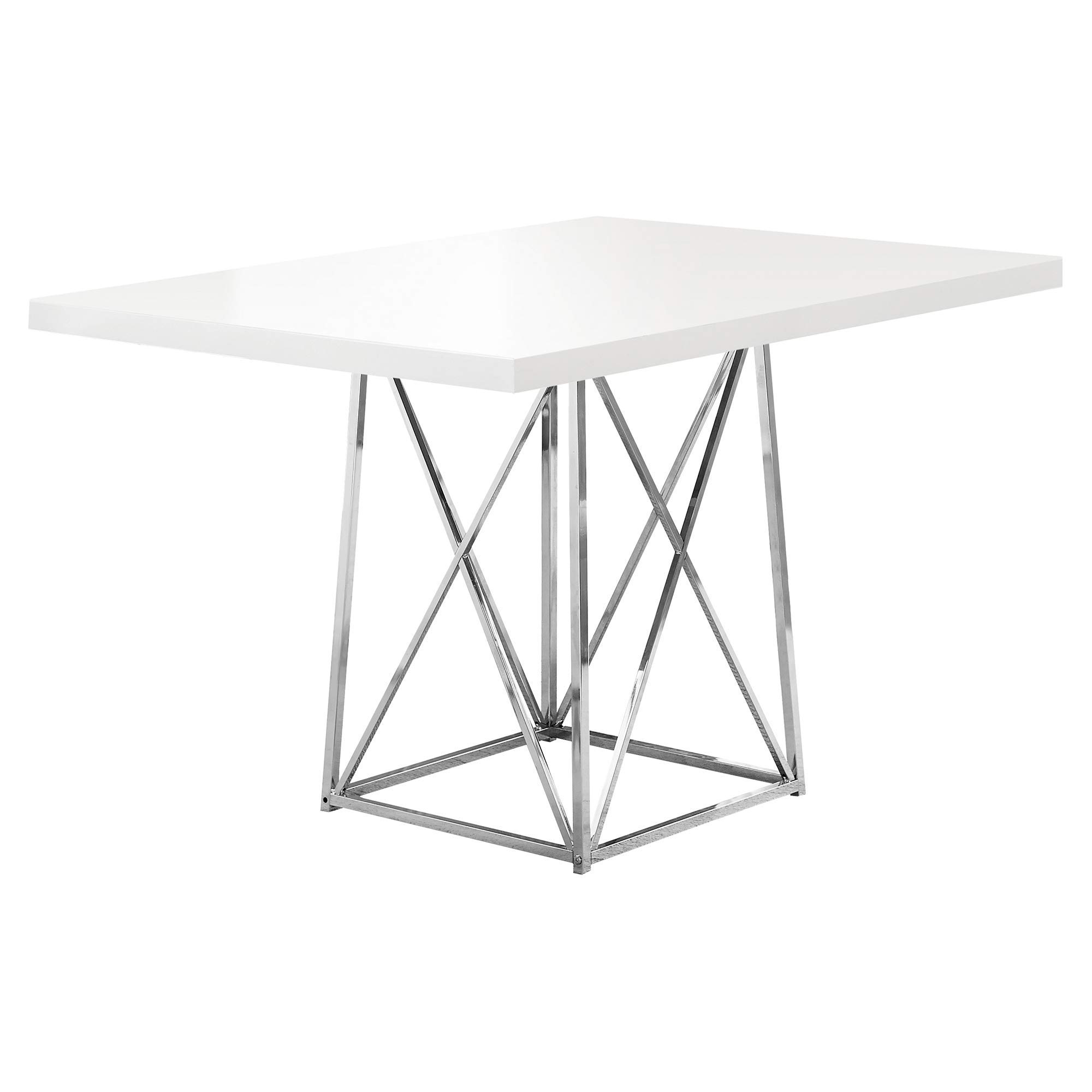 Amazon.com - Monarch 36 by 48-Inch Dining Table, White Glossy / Chrome ...