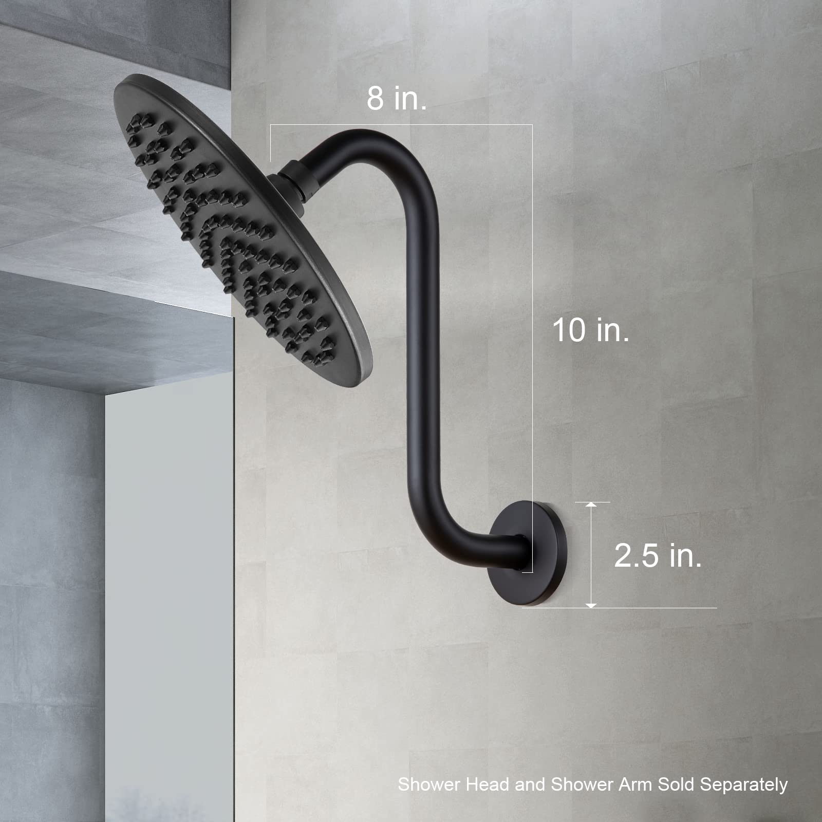 Snapklik.com : OFFO Shower Head Extension Arm 10 Inch, Matte Black S ...