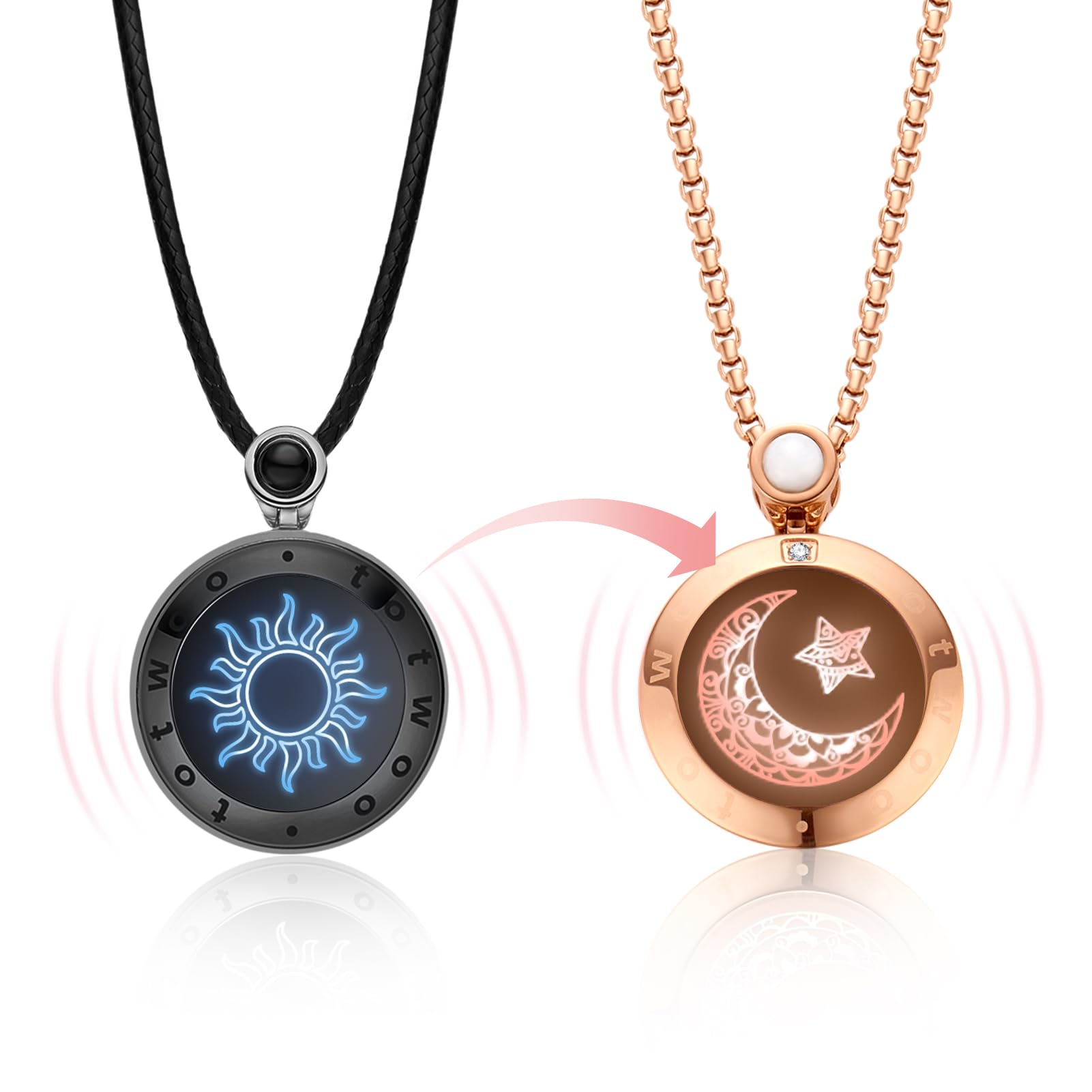 Amazon.com: TOTWOO Long Distance Touch Necklace| Vibration & Light Up ...