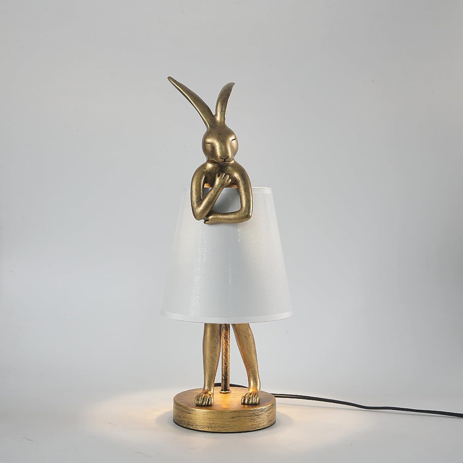 LAZHUG Cute Rabbit Table Lamp Resin Bunny Desk Light Gold Bunny Night ...