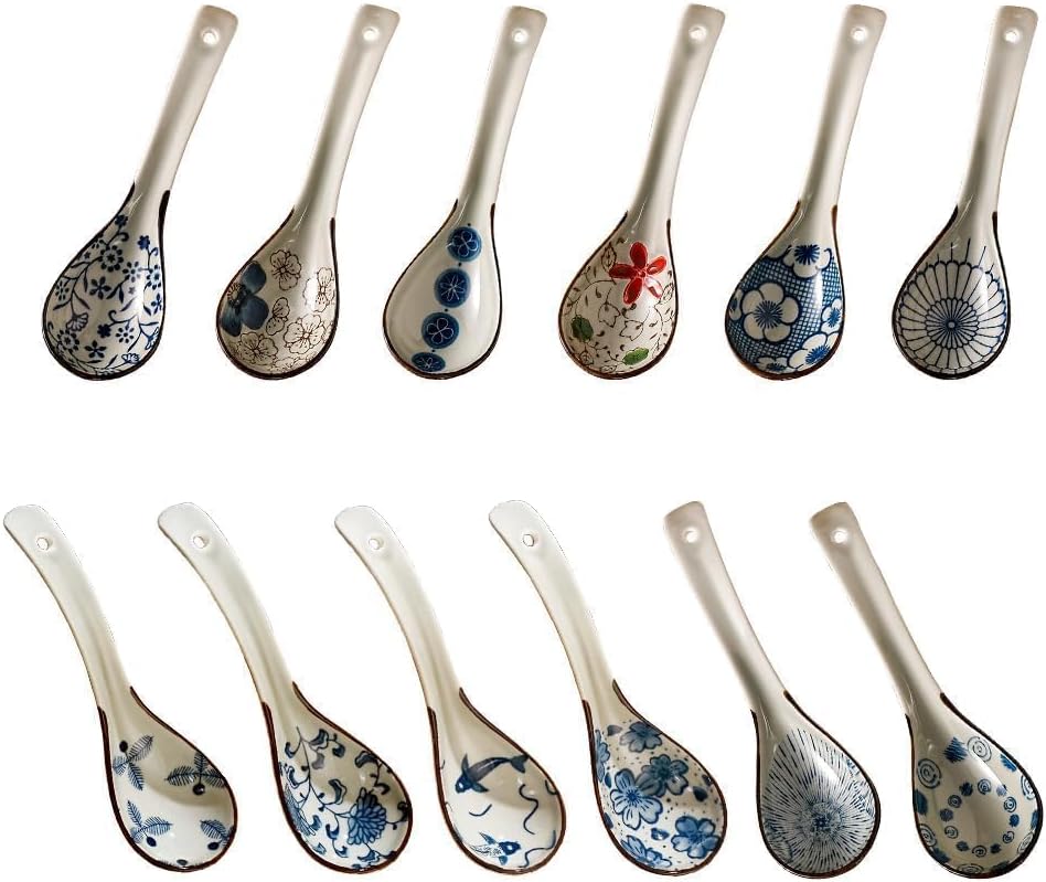 Amazon.com: Swetwiny Ceramic Soup Spoons 6 PCS,Asian Soups Spoons ...