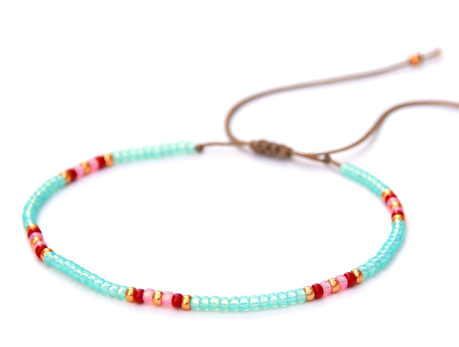 Amazon.com: Anklet for women, Unique Beaded Aqua Colorful Waterproof ...