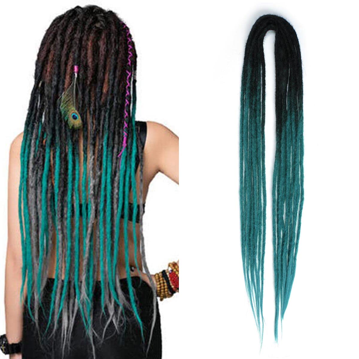 Amazon.com : Sangtok 15 pcs Double Ended Dreadlock Extensions, 24 inch ...