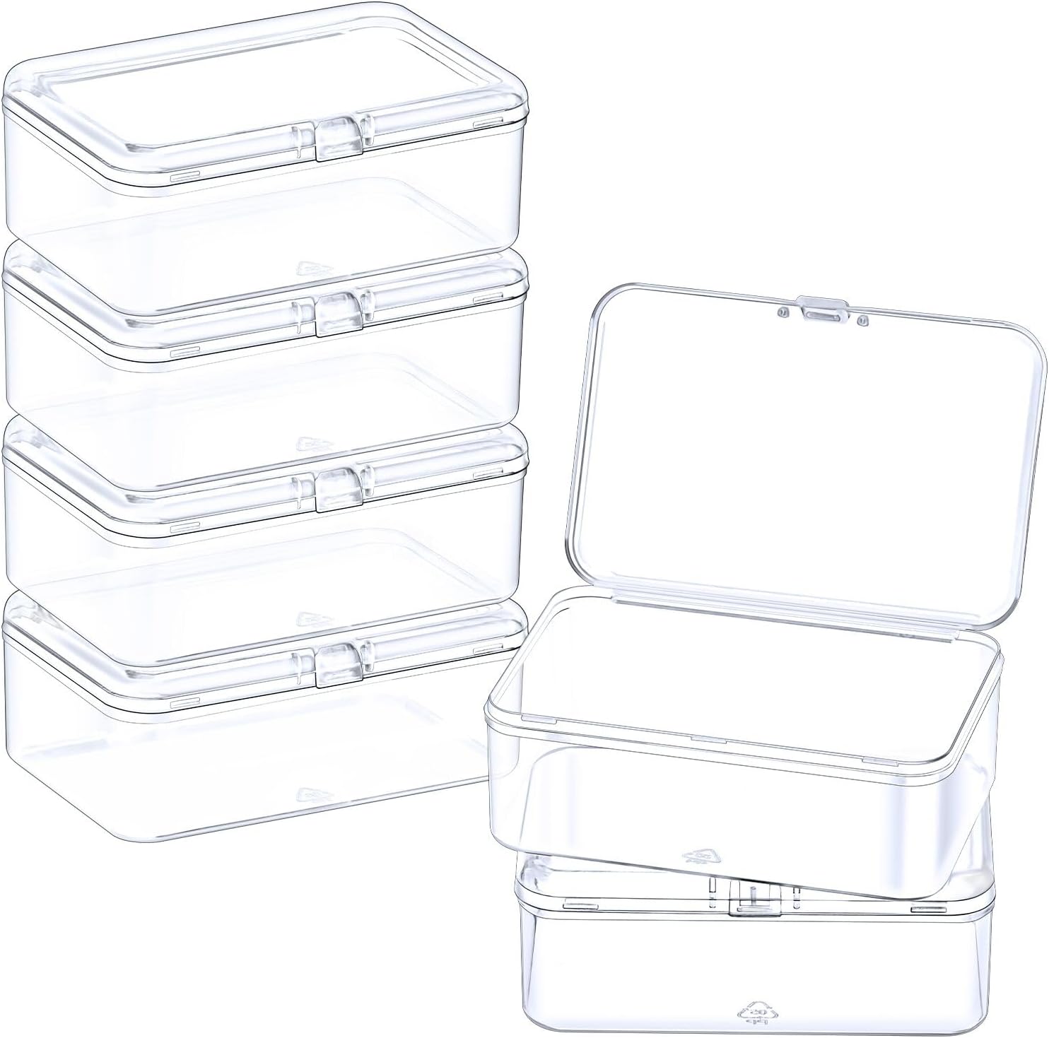 Amazon.com: ZORRITA 6 Pack Small Plastic Storage Containers with Hinged ...