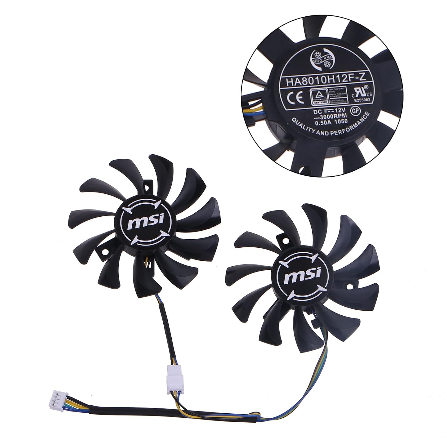 Amazon.com: 2PCS Graphics Card Fans HA8010H12F-Z 75MM 4pin Cooling Fan ...