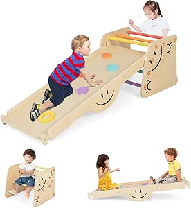 COSTWAY 6 in 1 Toddler Climbing Frame, Indoor Kids Climber Ladder with ...