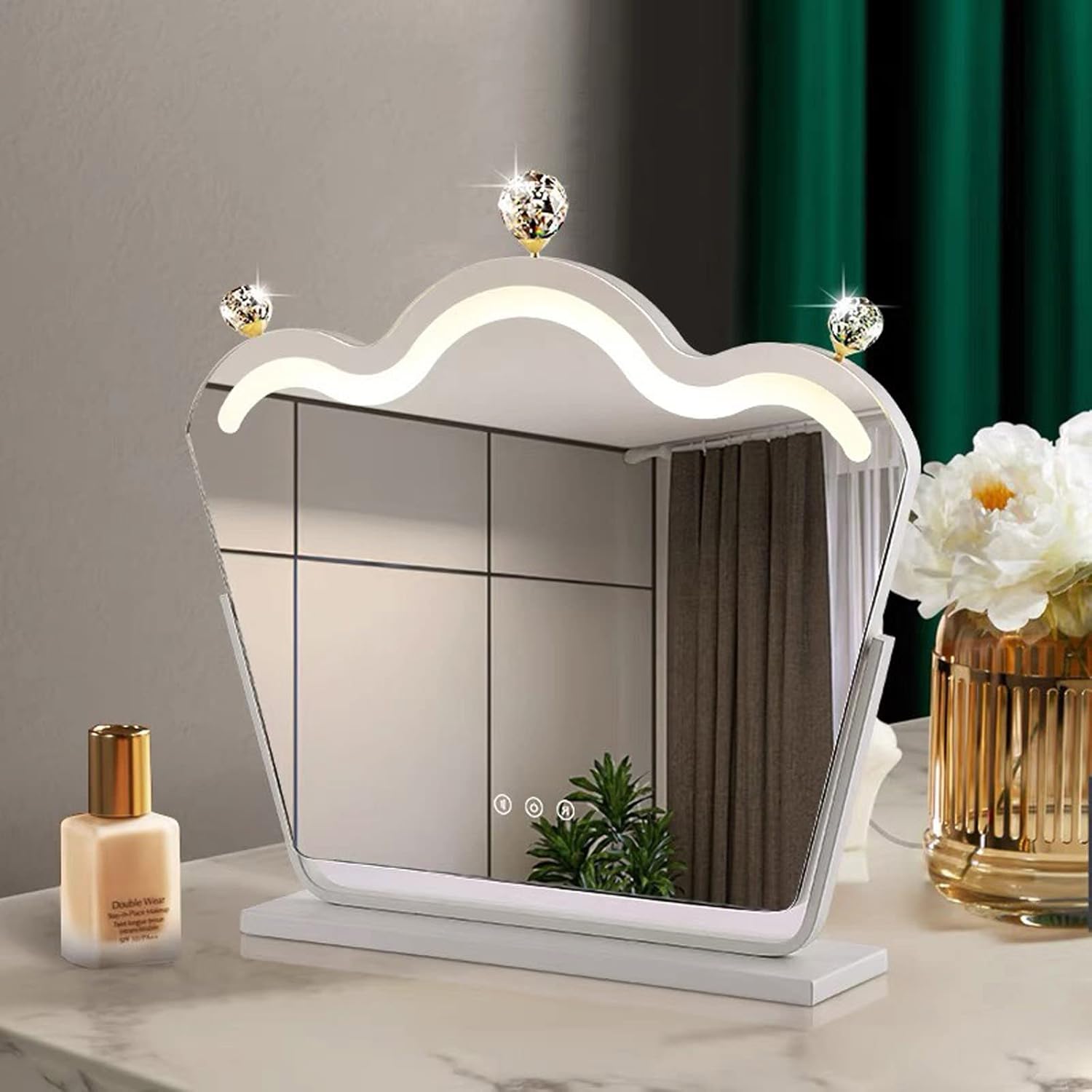 Amazon.com: 20"X22" Crown-Shaped LED Mirror with Lights Three Colors ...