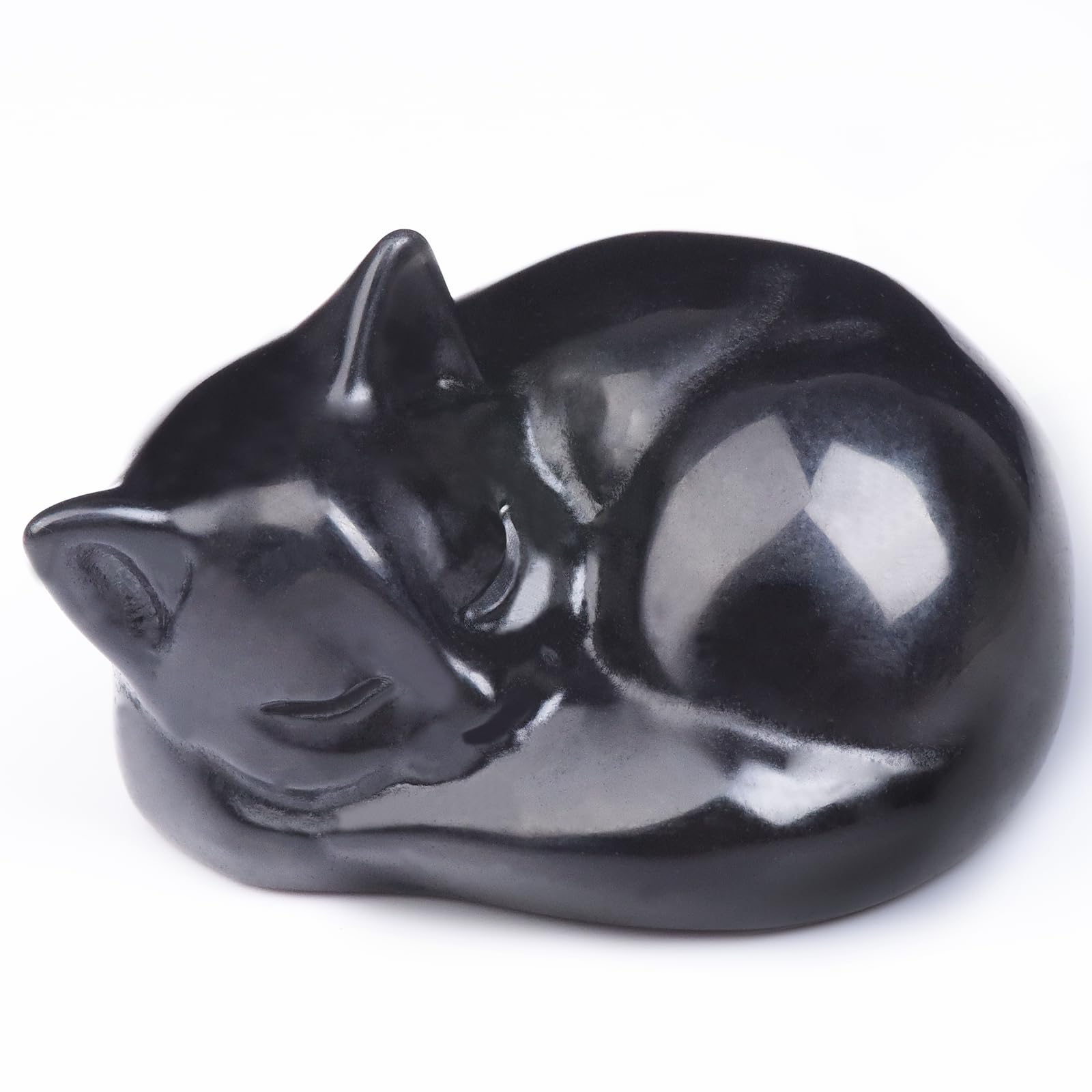 Amazon.com: Ytbeoxk 2 Inch Black Obsidian Cat Crystal Statue, Healing ...