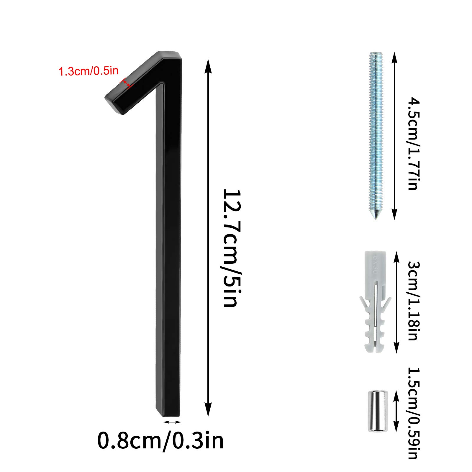 Snapklik.com : Covanm Floating House Number Black Floating Mount 5 Inch ...