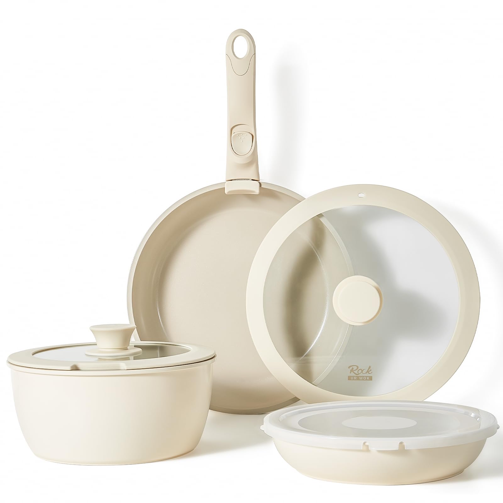 Snapklik.com : ROCKURWOK 7pcs Ceramic Cookware Set, Nonstick Pots And ...