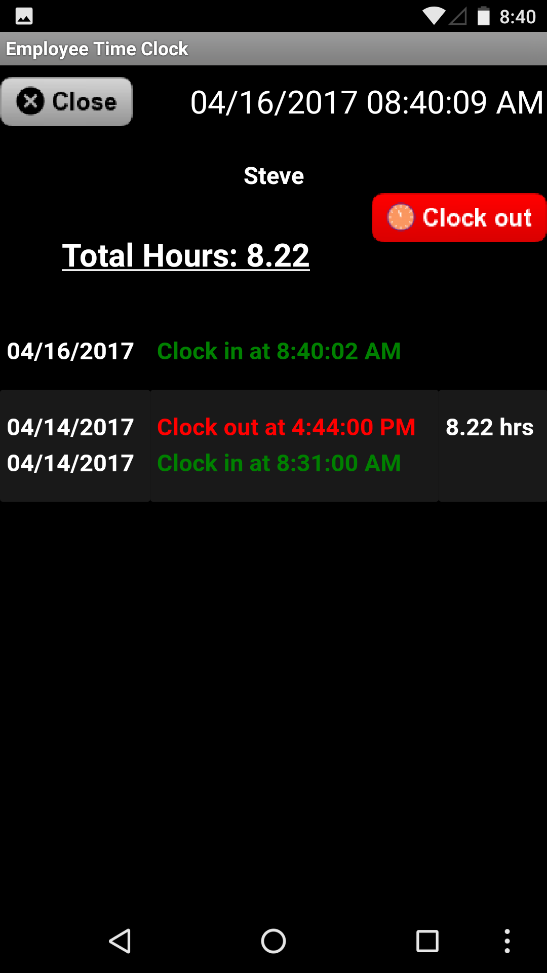 Employee Time Clock - App on Amazon Appstore