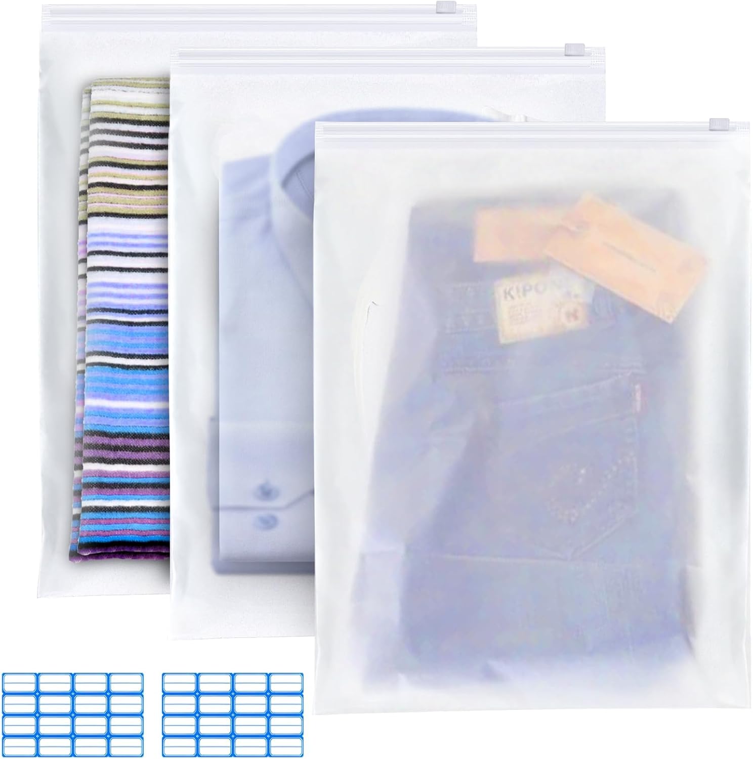 Reusable Zip Lock Bags, 24pcs 40x60cm Plastic Travel Storage Organiser ...