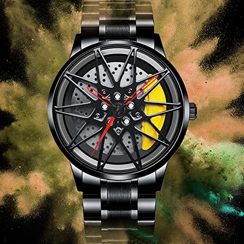 BOYADKA Car Wheel Watches for Men,Waterproof Stainless Steel Japanese ...