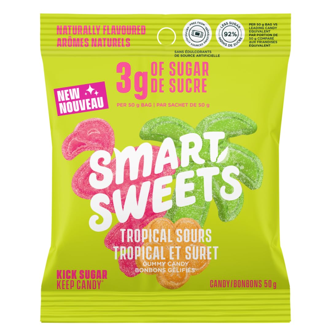 SmartSweets Tropical Sours, 50g (Pack of 14), Candy with Low Sugar, Low ...