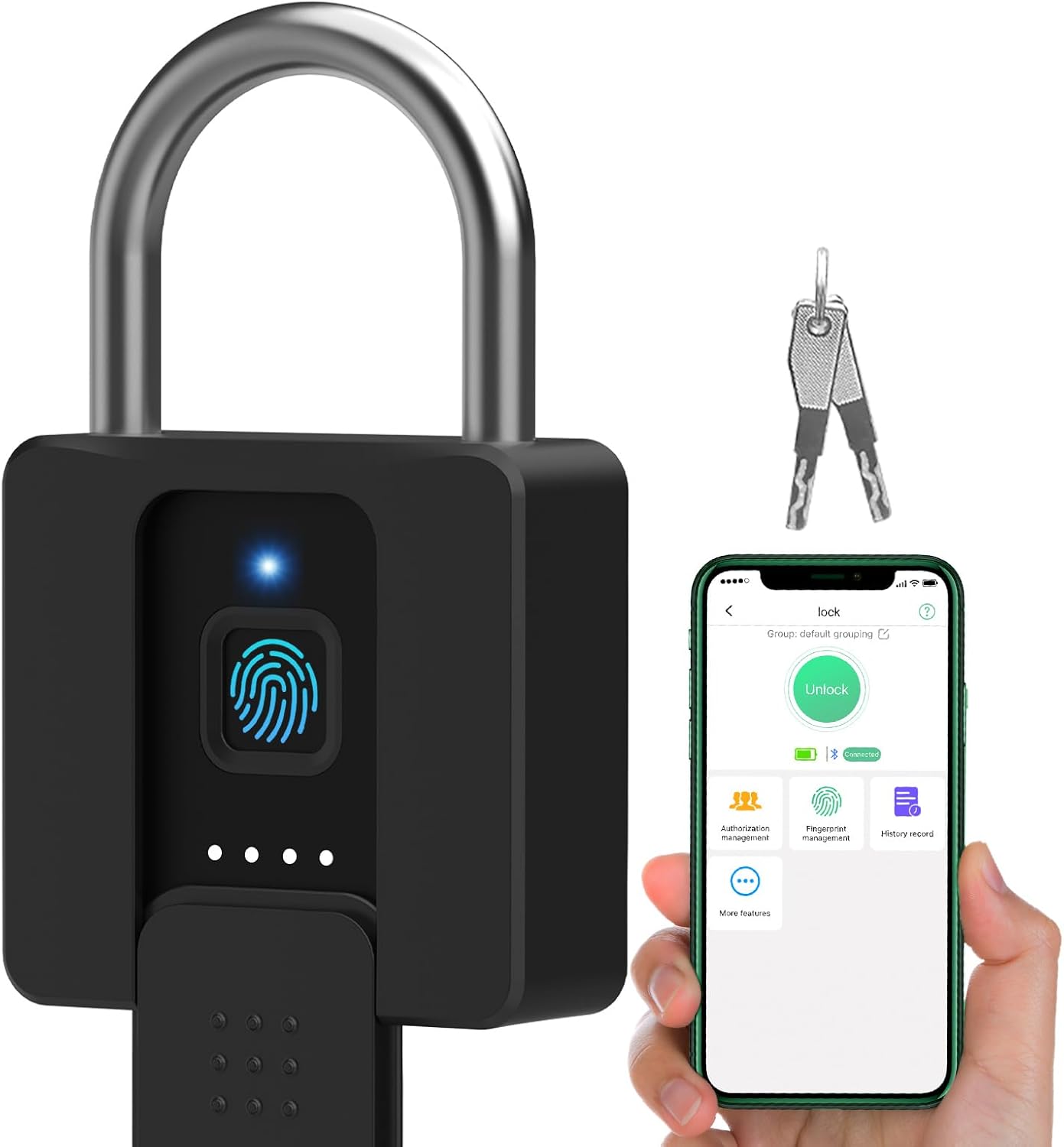 Fingerprint Padlock with Key Backup, Eseesmart Smart Padlock with Key ...
