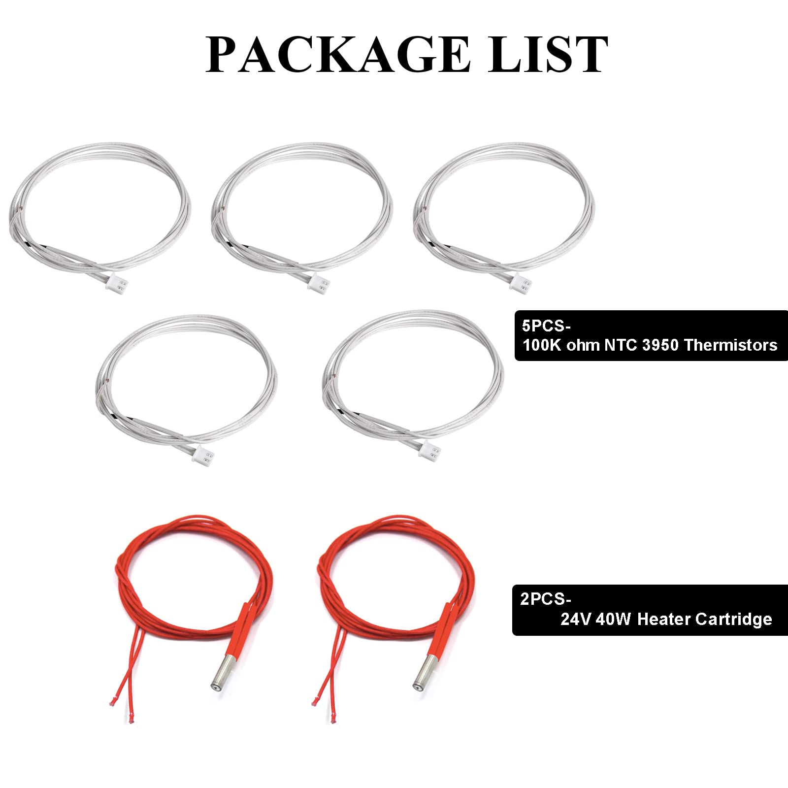 Snapklik.com : 7Pcs Ender 3 Thermistor NTC 100K Ohm, 24V 40W Heater ...