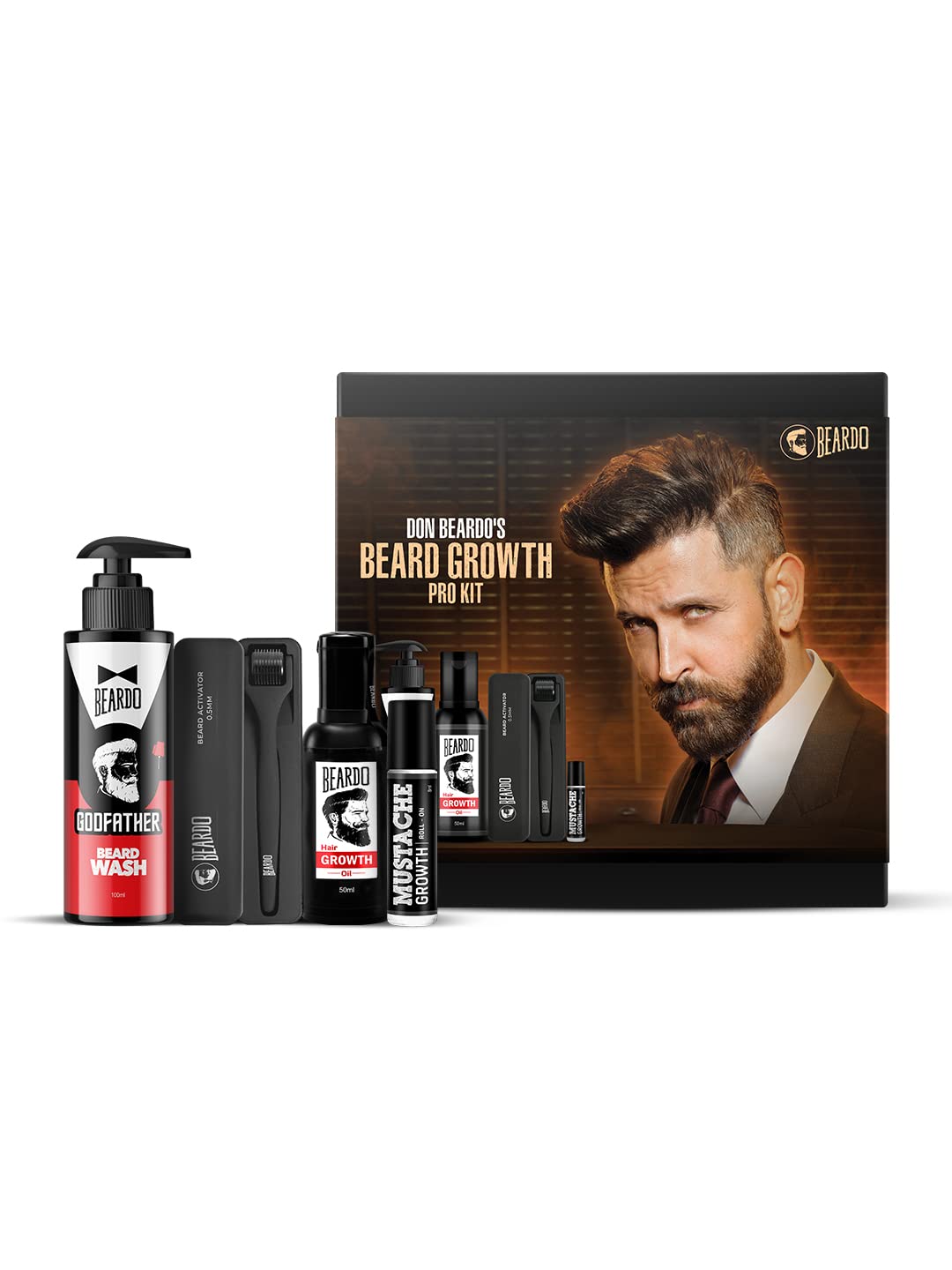 BEARDO Don's Beard Growth Pro Kit for Men | Complete Beard Growth ...