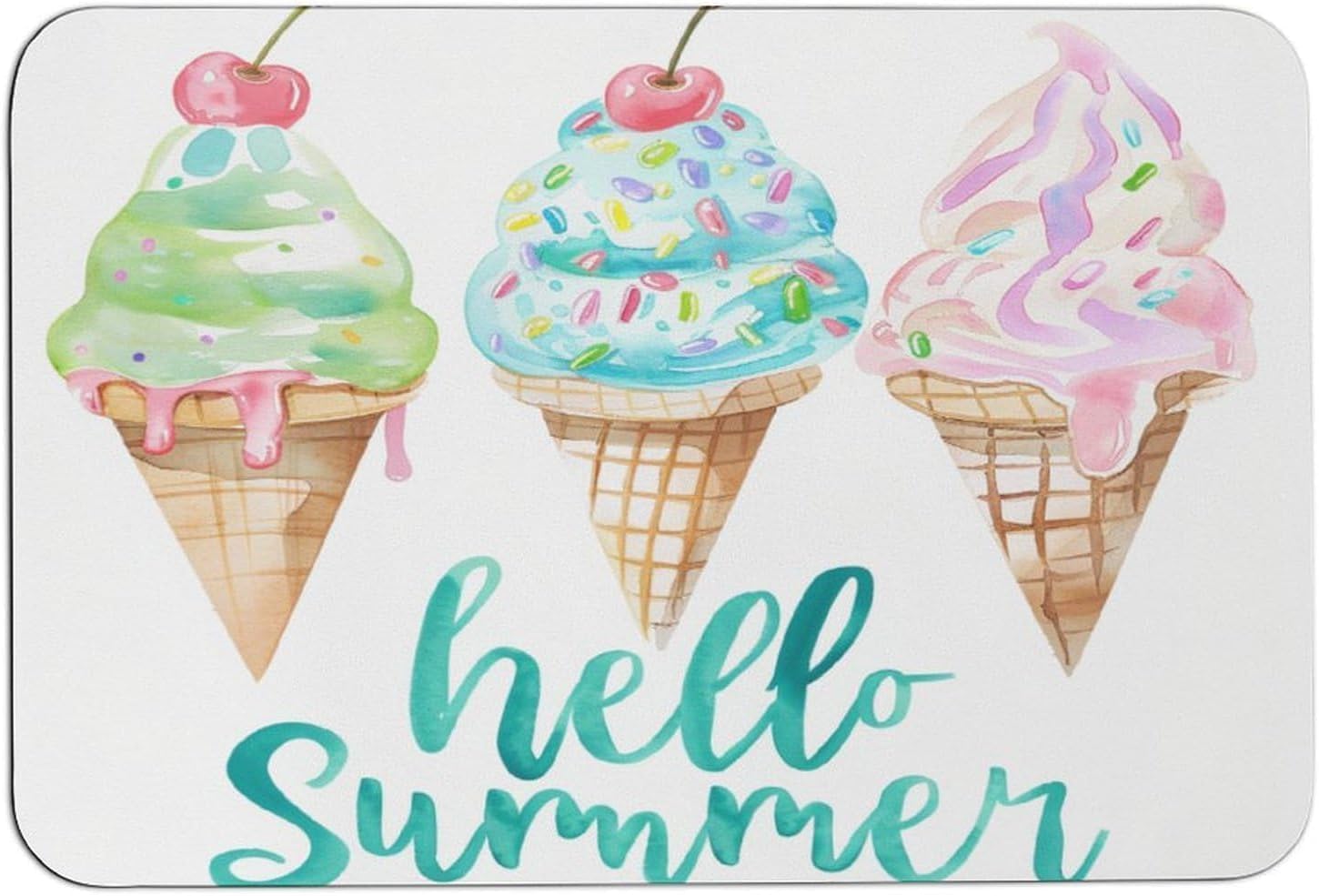 Amazon.com: Shower Rug Ice Cream Cones Hello Summer Bath Mat Rug Sweet ...