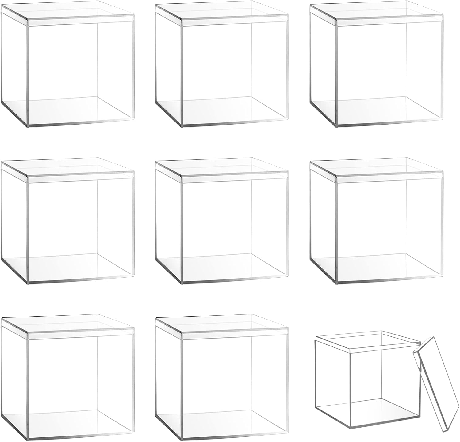 Amazon.com: trophable Clear Acrylic Box with Lid,8 Pack Clear Plastic Box Square Cube Storage ...