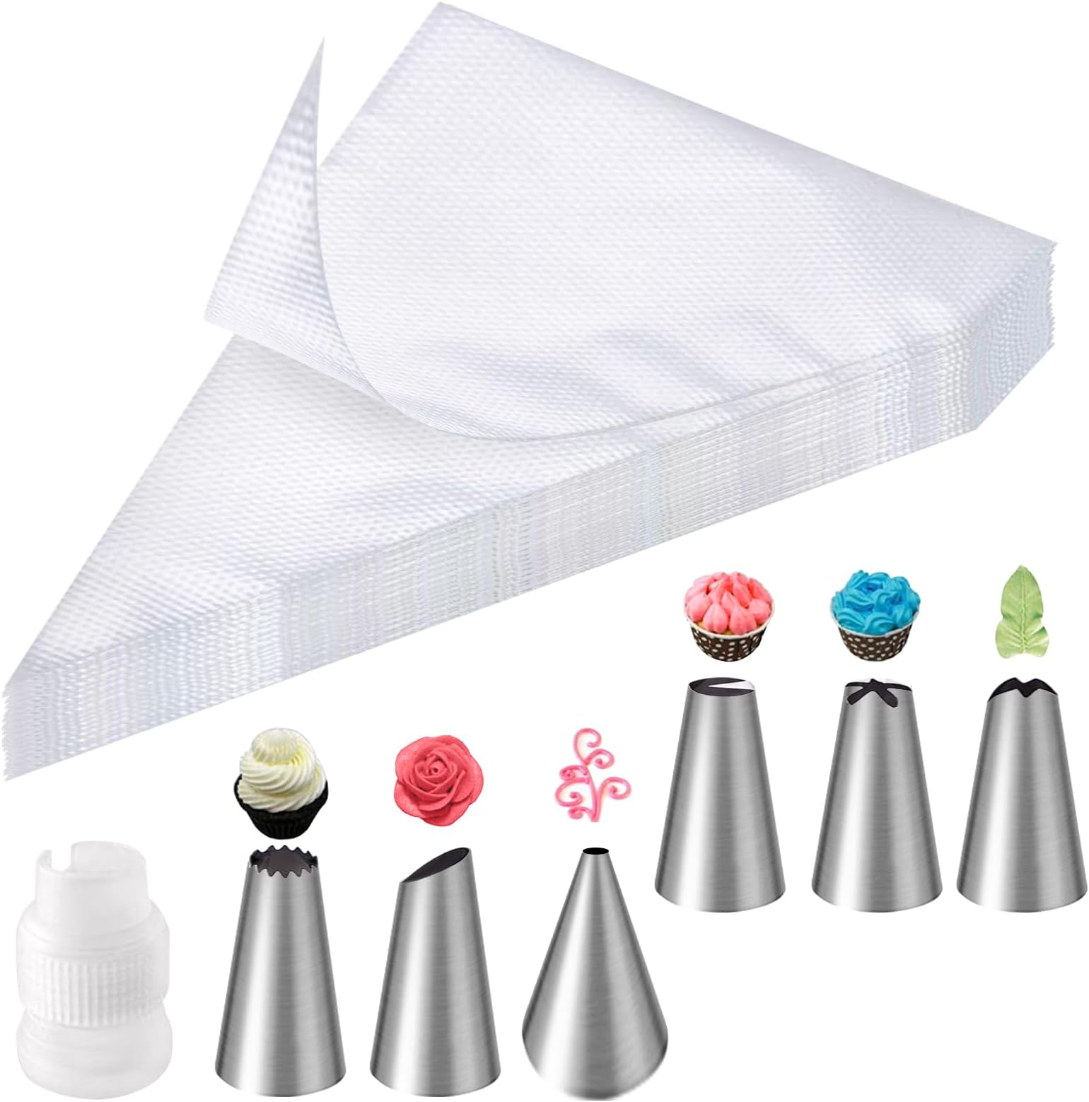 Tingjia Piping Bags and Tips Set, Cupcake Piping Tips Cake Decorating ...