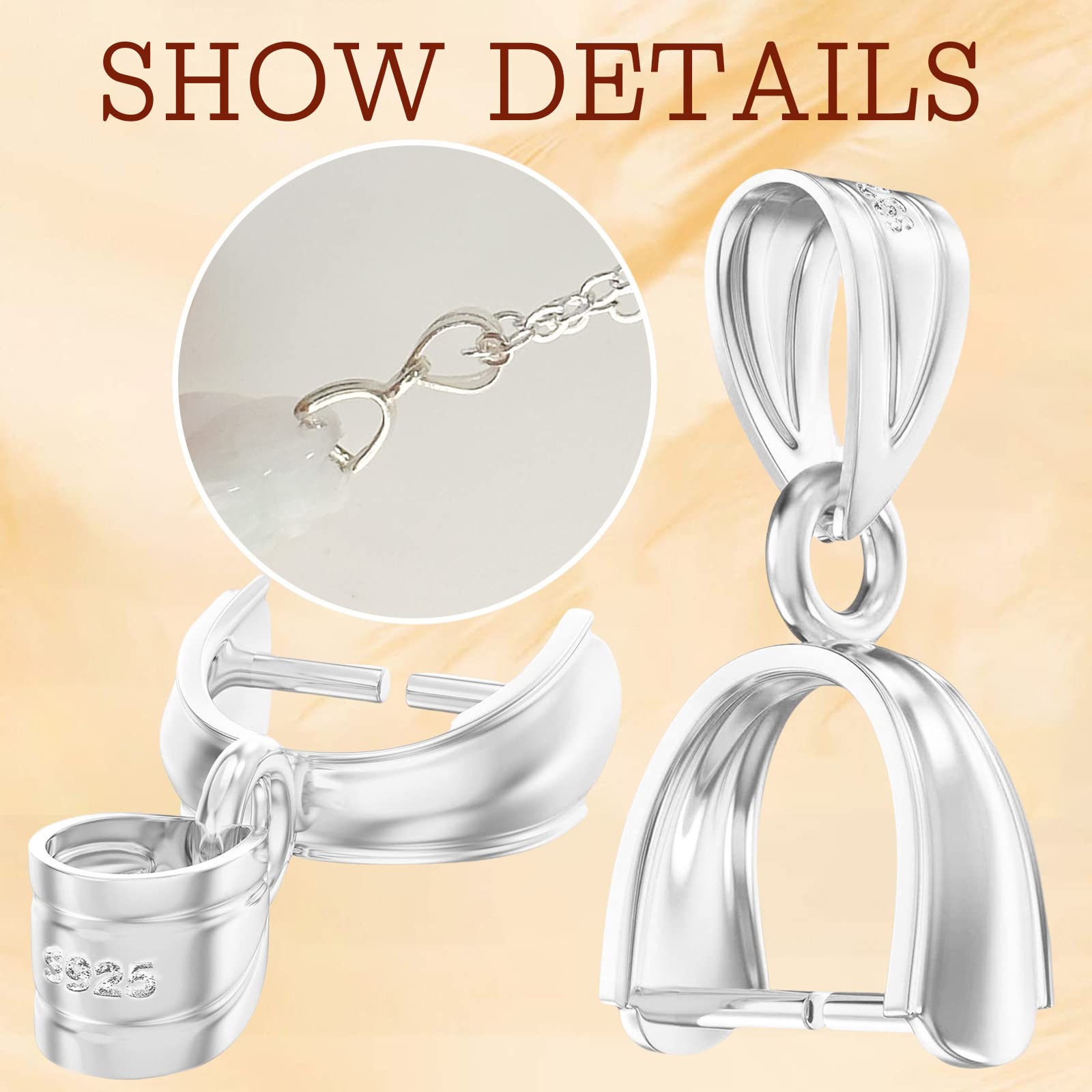 Snapklik.com : 925 Sterling Silver Pinch Bails For Jewelry Making ...