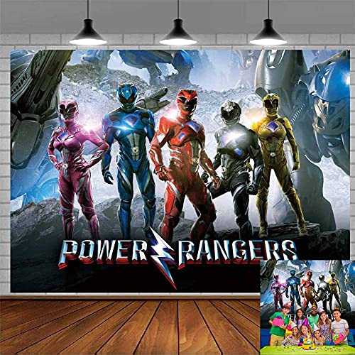 Coaind Power Rangers Backdrop Superhero Birthday Boys Party Supplies ...
