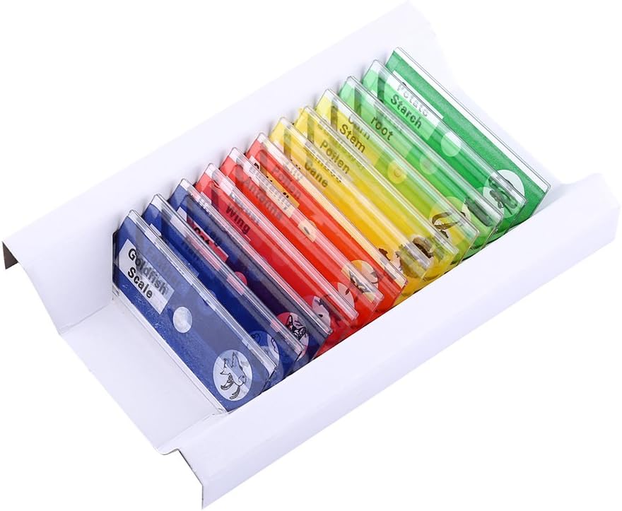 12pcs Microscope Slides Biology Plastic Prepared Microscope Slides Lab ...