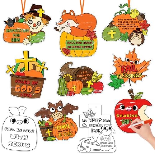 Amazon.com: Color Your Own Fall Kit for Kids - 80Pcs Autumn Christian ...