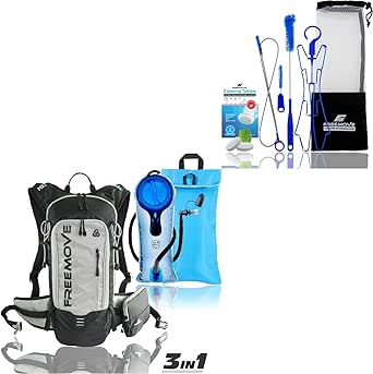 Amazon.com : FREEMOVE Hydration Pack Backpack 3in1 - GRAY + Cleaning ...