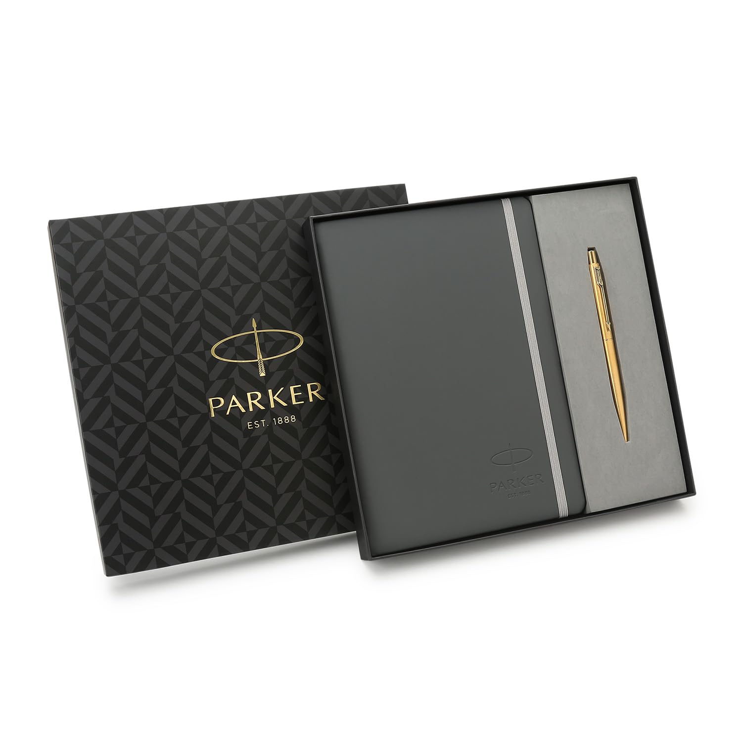 Parker Gift Set | Classic Gold Ball Pen with Grey Note Book | 1 Pen + 1 ...
